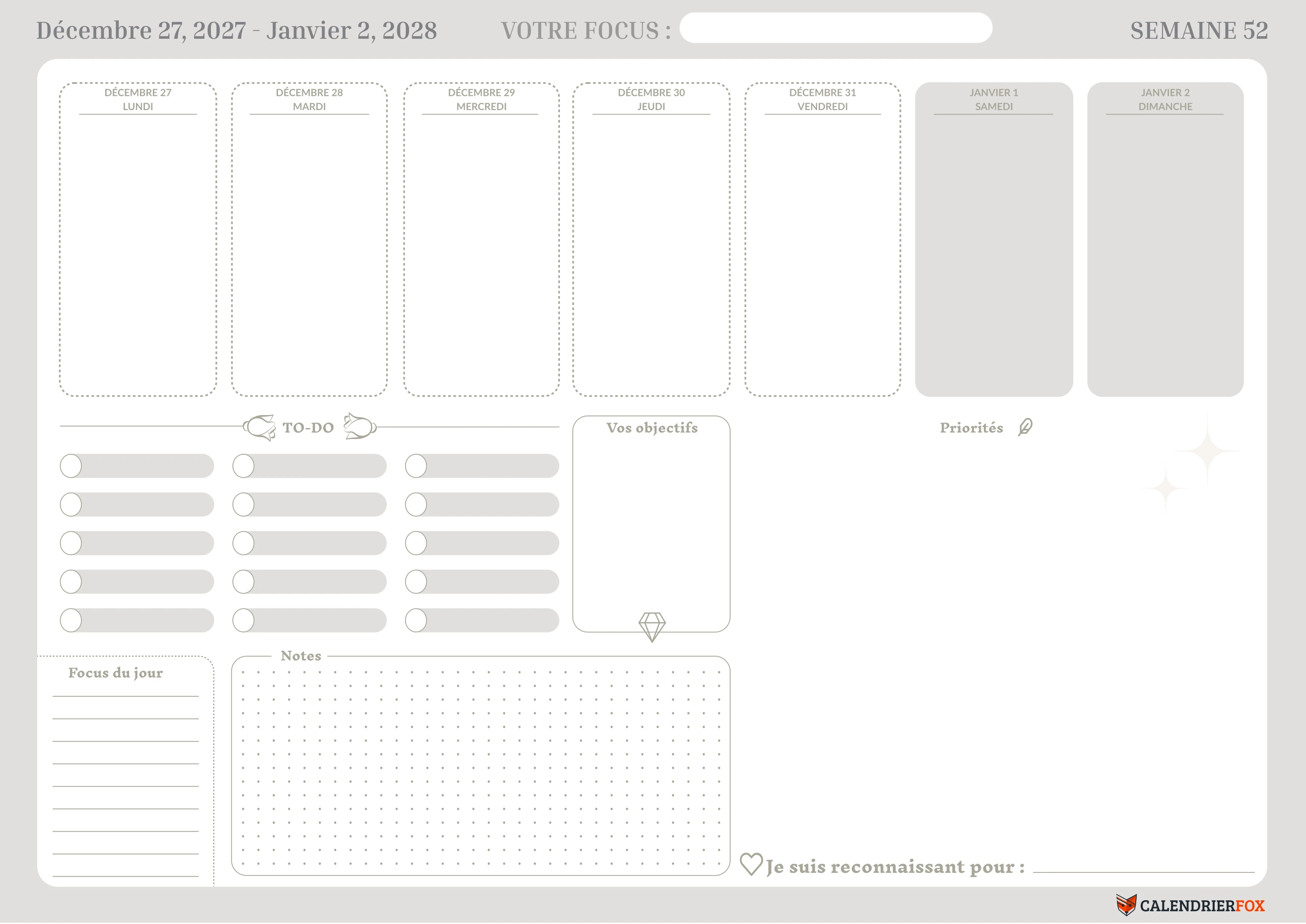 Calendrier 2028 à imprimer PDF Gratuit